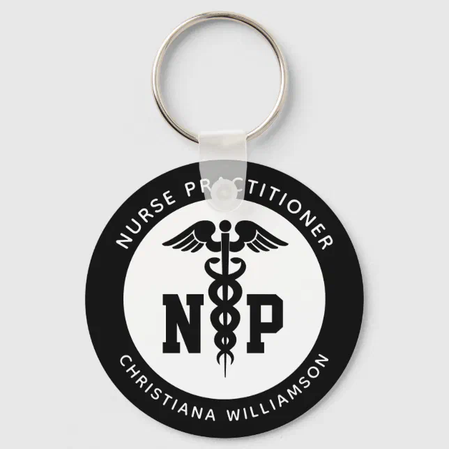 Custom NP Nurse Practitioner Graduation Caduceus Keychain | Zazzle