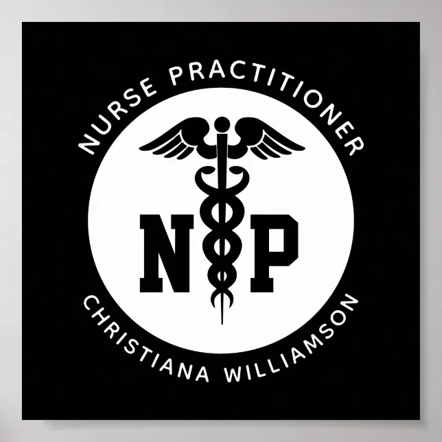 Custom NP Nurse Practitioner Graduation Caduceus Poster | Zazzle