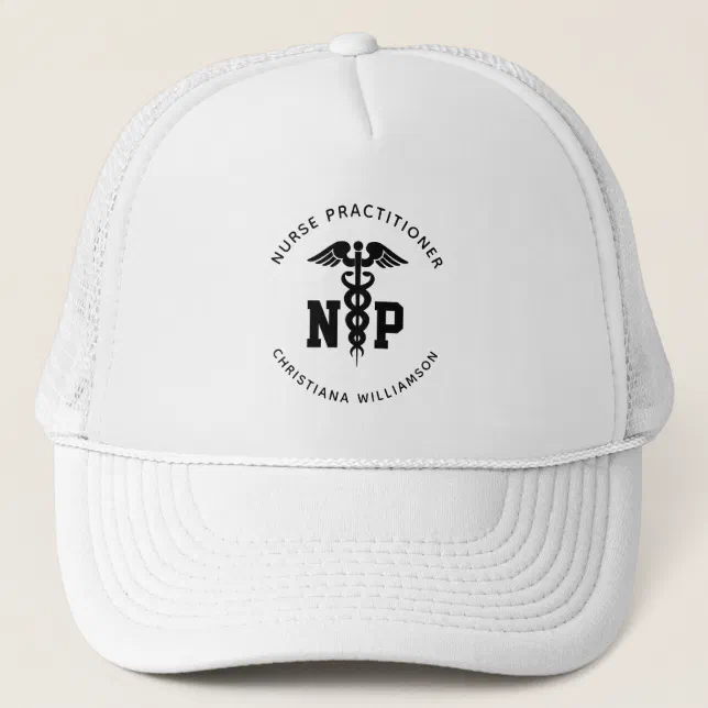 Custom NP Nurse Practitioner Graduation Caduceus Trucker Hat | Zazzle
