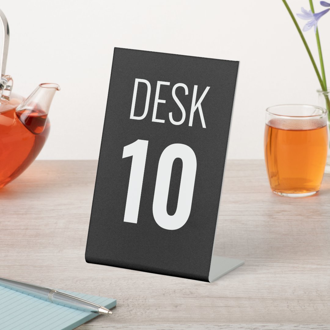 Custom number pedestal sign for business desk | Zazzle