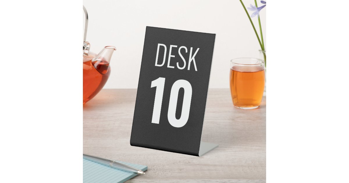 Custom number pedestal sign for business desk | Zazzle