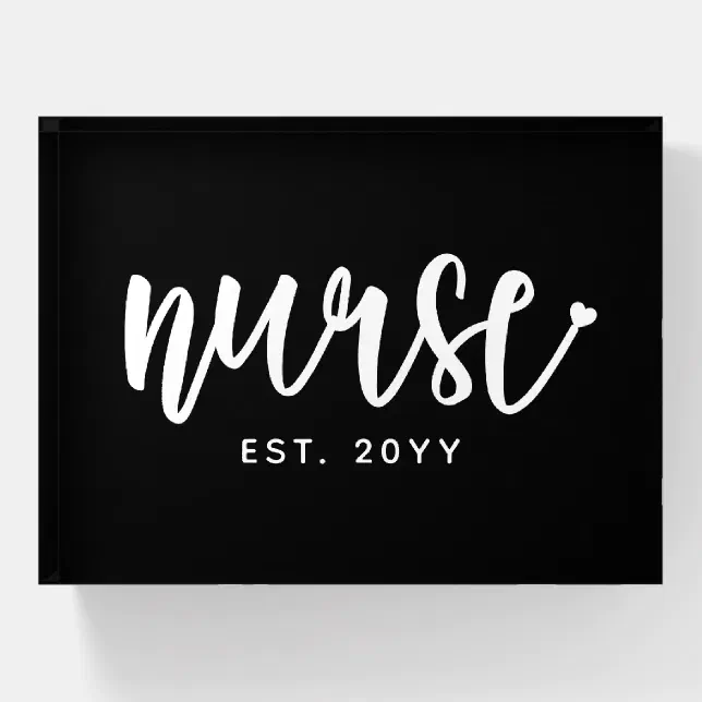 Custom Nurse Est Typography Nurse RN graduation Paperweight | Zazzle