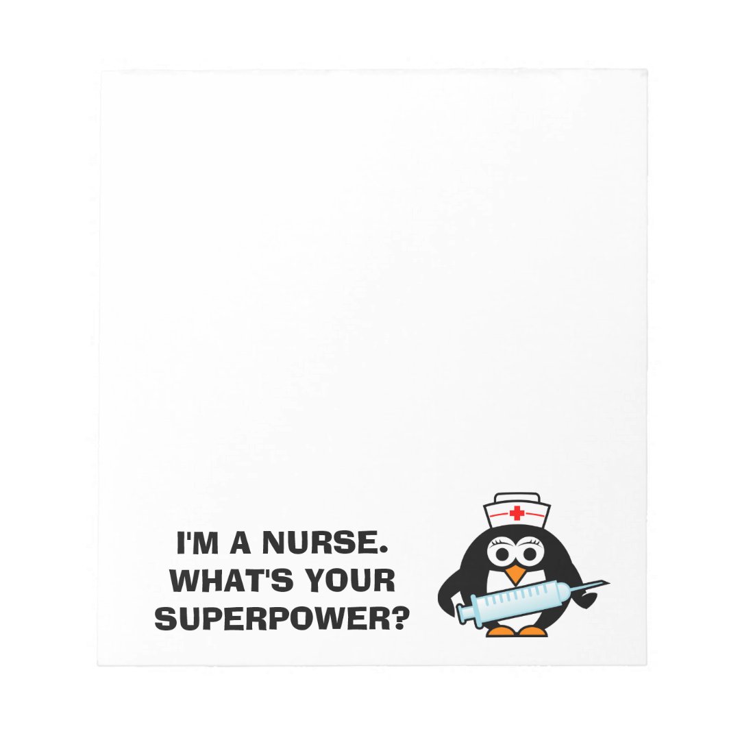 Custom nursing notepads with funny penguin nurse | Zazzle