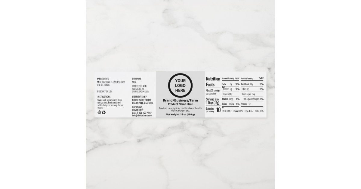 Custom Nutrition Facts Ingredient Prime Food Label | Zazzle