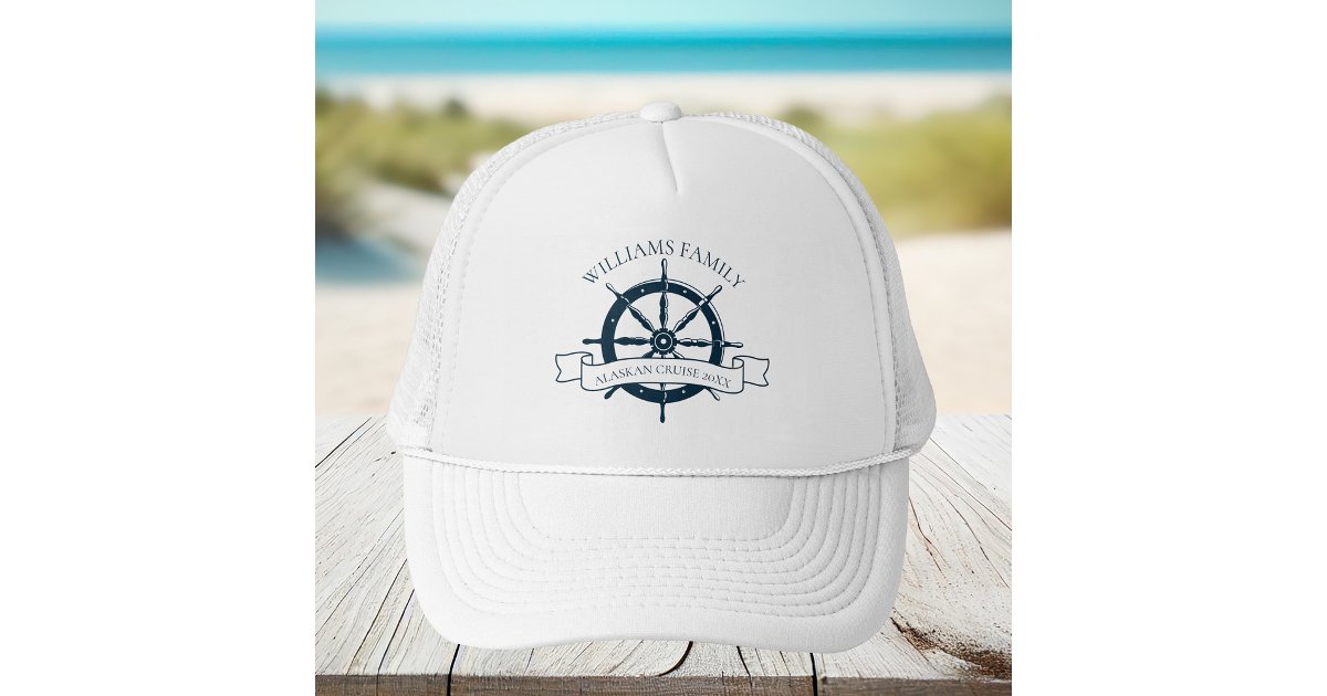 Custom Ocean Cruise Vacation Boat Captain Trucker Hat | Zazzle