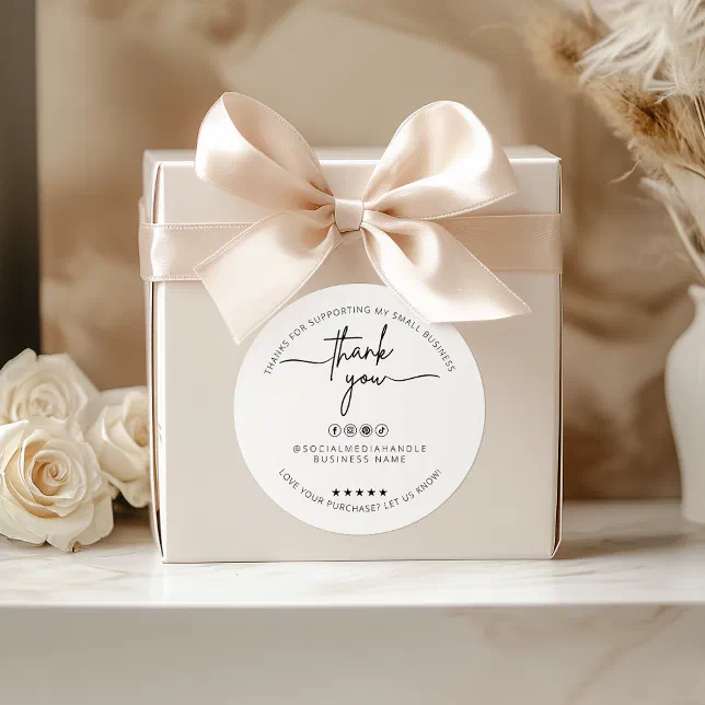 Custom Off White Sticker Thank You Label Packaging | Zazzle