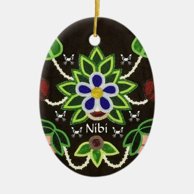 Custom Ojibwe Floral Bear and Arrows Ceramic Ornament | Zazzle