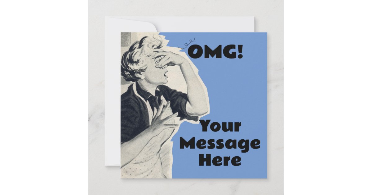Custom OMG message antique 50s Flat Note Card | Zazzle