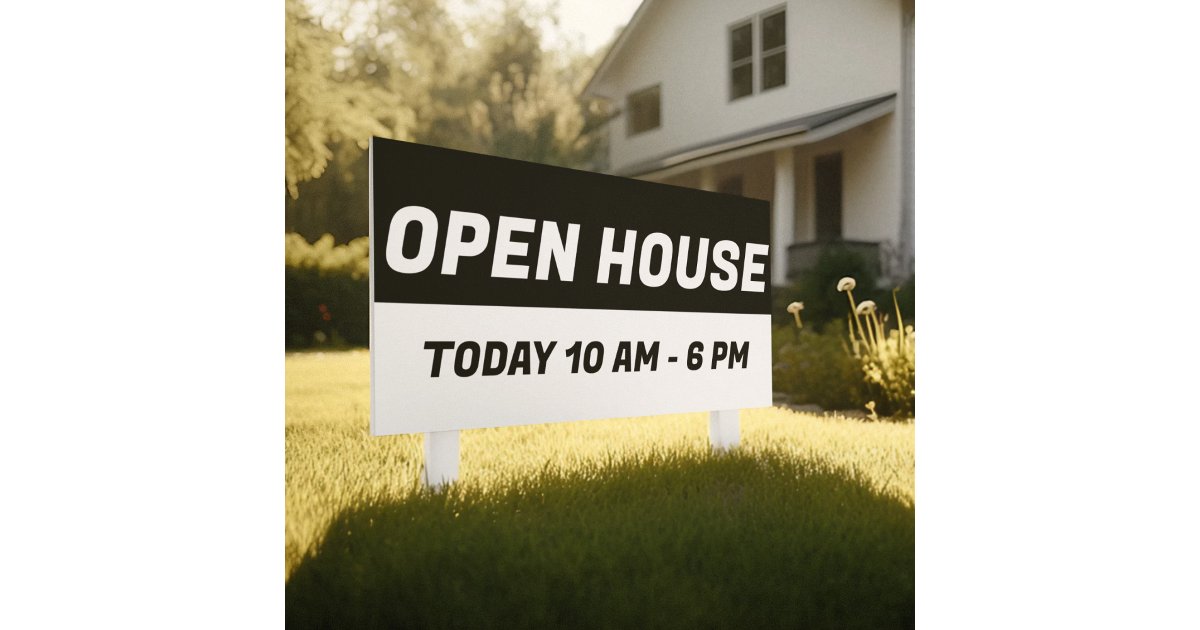 Custom Open House l House for Sale Black & White Banner | Zazzle