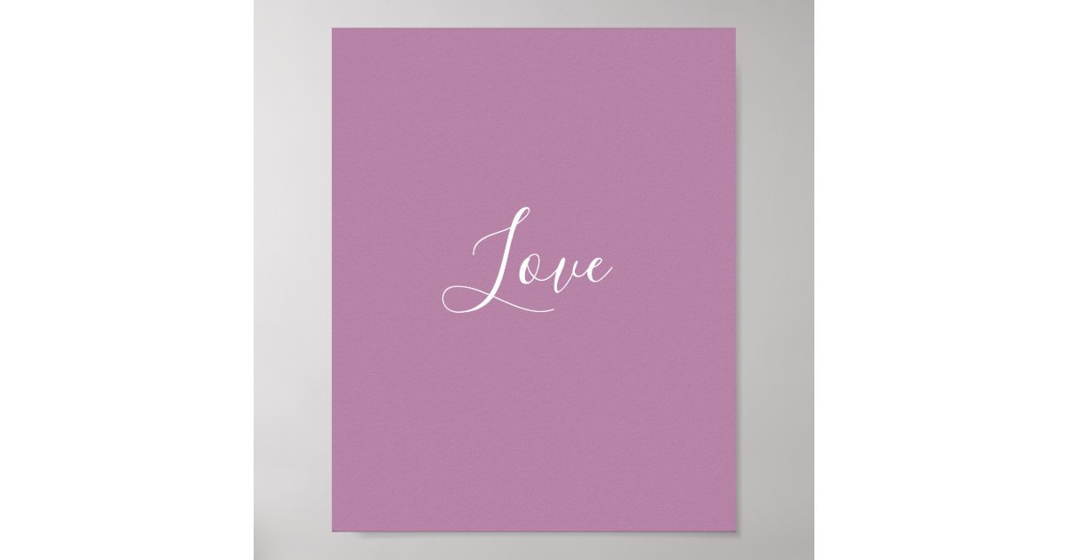 Custom Opera Mauve Solid Color Minimalist Wedding Poster | Zazzle