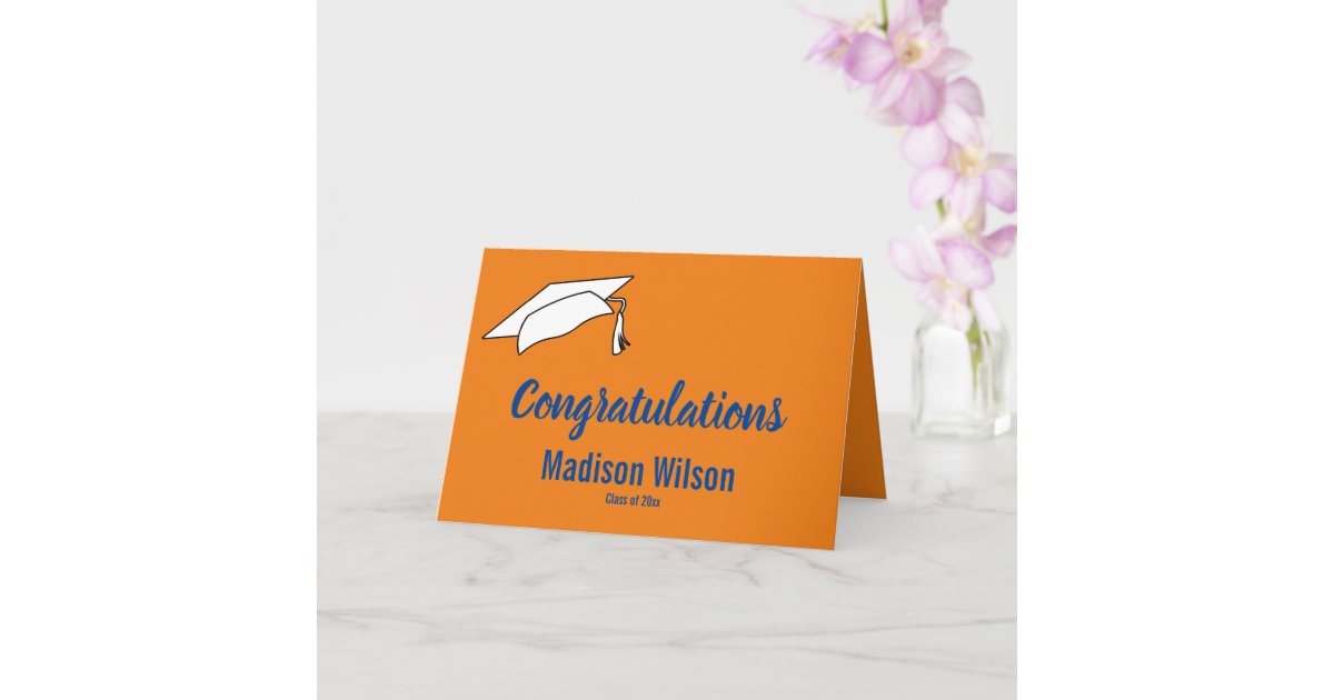 Custom Orange Congratulations at Graduation Card | Zazzle