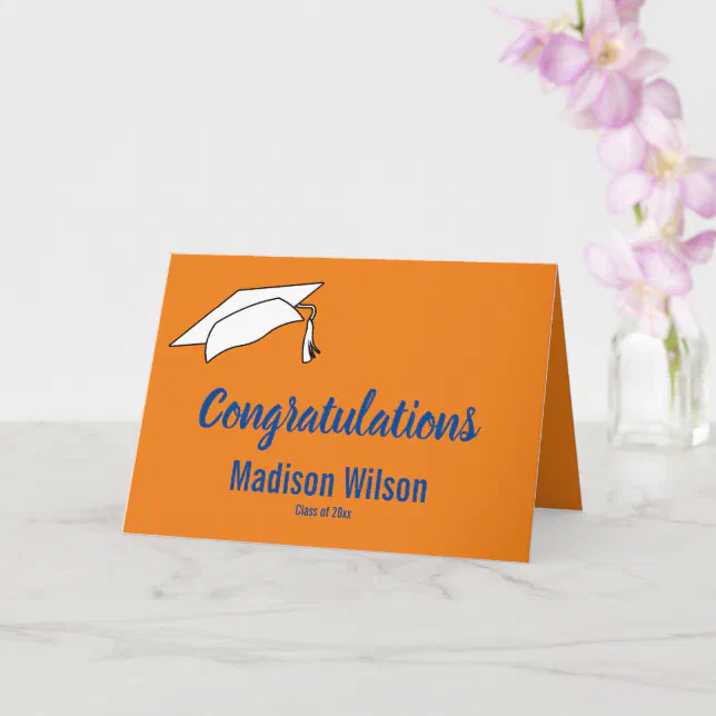 Custom Orange Congratulations at Graduation Card | Zazzle