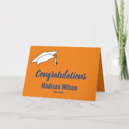 Custom Orange Congratulations at Graduation Card | Zazzle