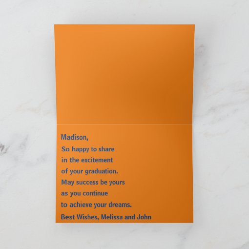 Custom Orange Congratulations at Graduation Card | Zazzle