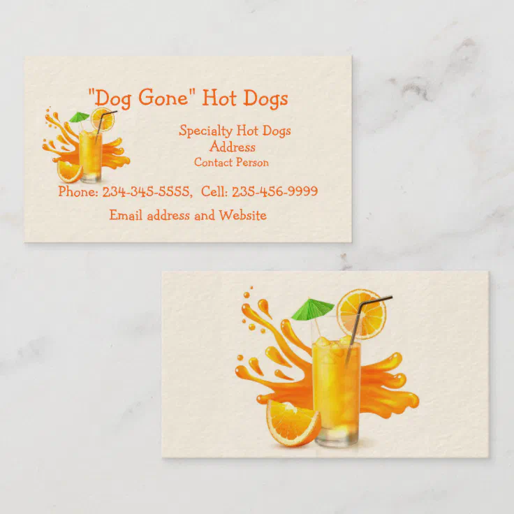 Custom Orange Juice or or Food Cart Business Card | Zazzle