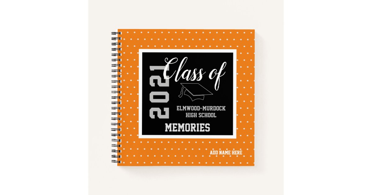 Custom Orange Senior Class 2021 High School Notebook | Zazzle