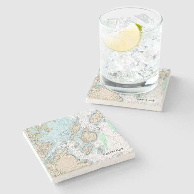 Custom Order: Casco Bay Authentic Nautical Chart Stone Coaster | Zazzle