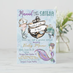 Custom order mermaid gender reveal holiday card | Zazzle