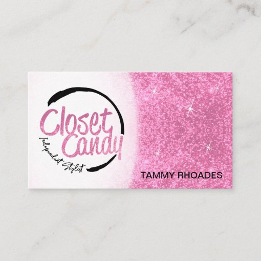 Custom Order - Pink Glitter and Logo Business Card | Zazzle