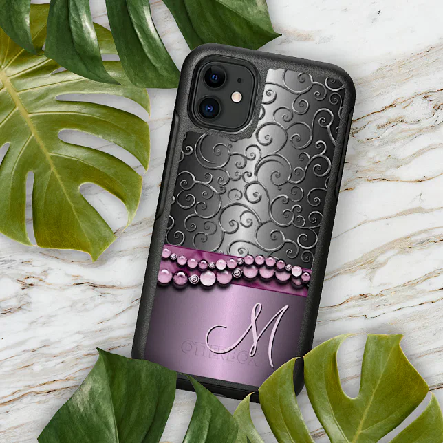 Custom Ornate Antique Faux Silver Swirls Pattern Otterbox iPhone Case ...