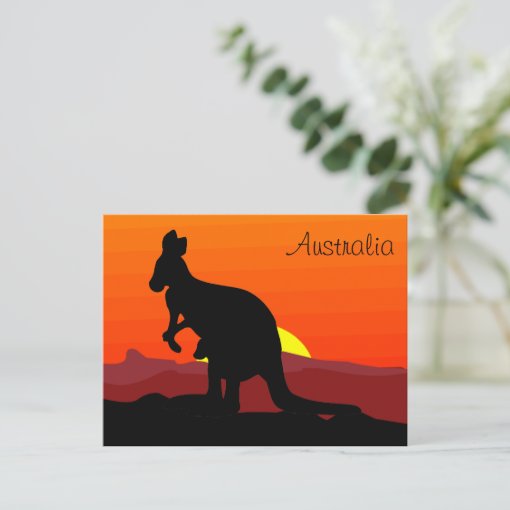 Custom Outback Australian Kangaroo at Sunset Postcard | Zazzle