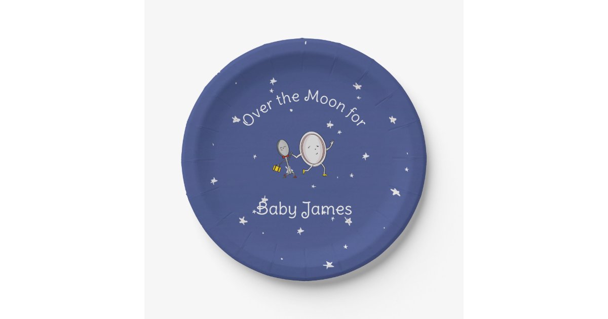 Custom Over The Moon Hey Diddle Diddle Baby Shower Paper Plates | Zazzle