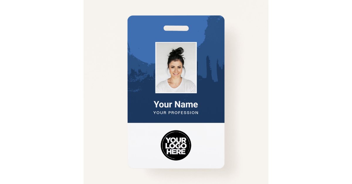 Custom Painted Employee Photo, Qr Code, Logo, Name Badge | Zazzle