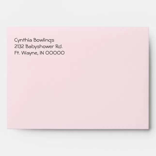 Custom Pale Pink Baby Shower Invitation Envelope | Zazzle