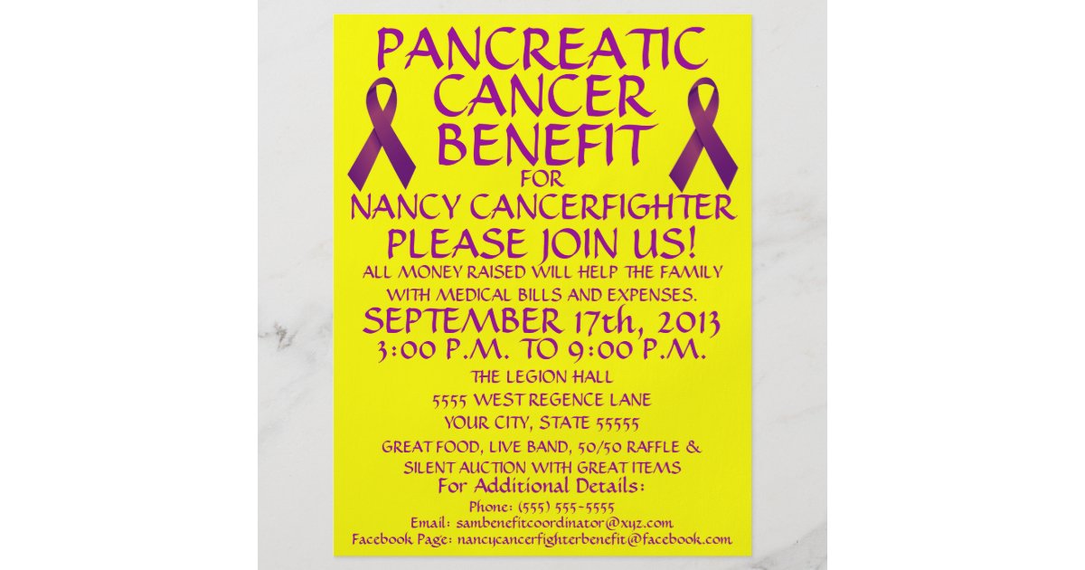 Custom Pancreatic Cancer Benefit Ribbon Flyer Zazzle