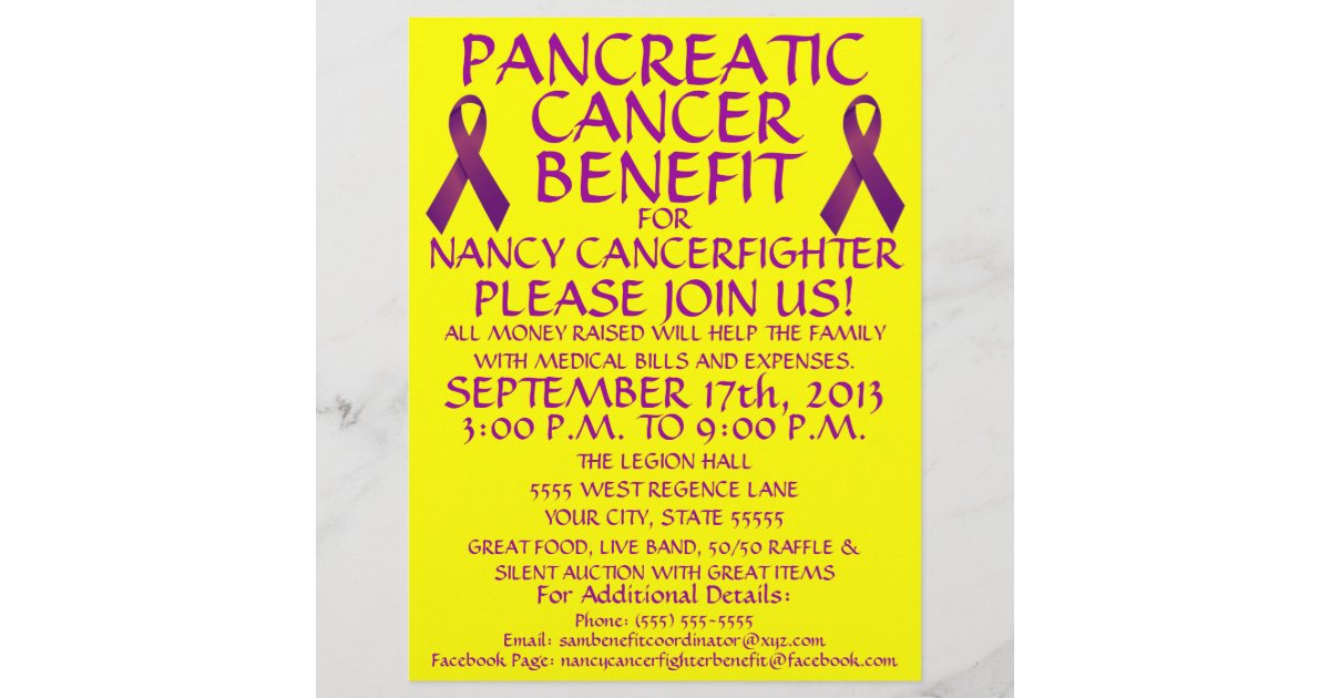 Custom Pancreatic Cancer Benefit Ribbon Flyer | Zazzle