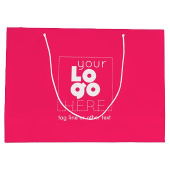 Custom Paper Company Logo on Hot Pink Shopping Large Gift Bag | Zazzle