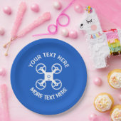 Custom paper party plates with drone logo | Zazzle
