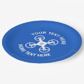 Custom paper party plates with drone logo | Zazzle