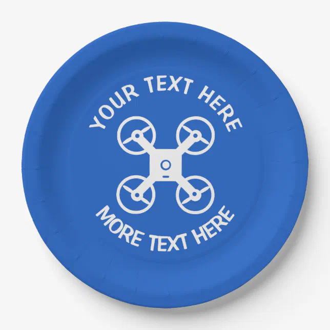 Custom paper party plates with drone logo | Zazzle