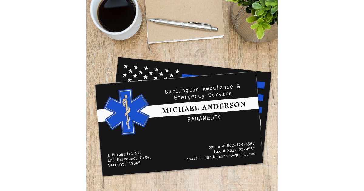 Custom Paramedic EMS Emergency Technician Logo Business Card | Zazzle