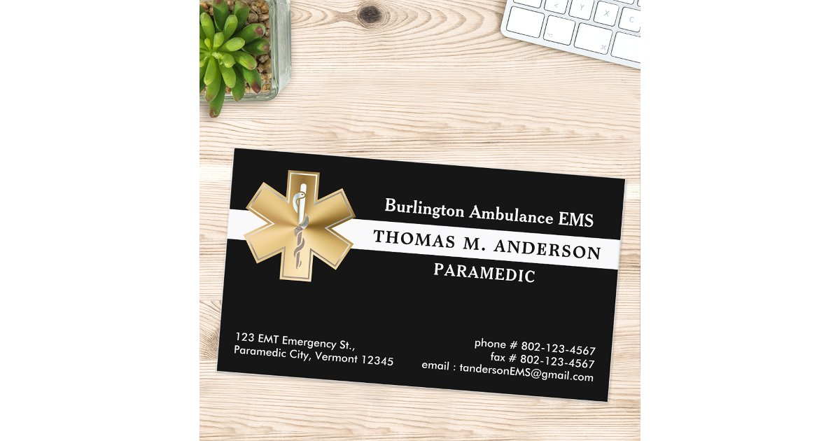 Custom Paramedic EMS EMT Ambulance Emergency Business Card | Zazzle
