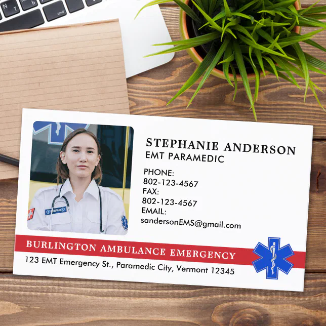 Custom Paramedic EMS EMT Emergency Ambulance Logo Business Card | Zazzle