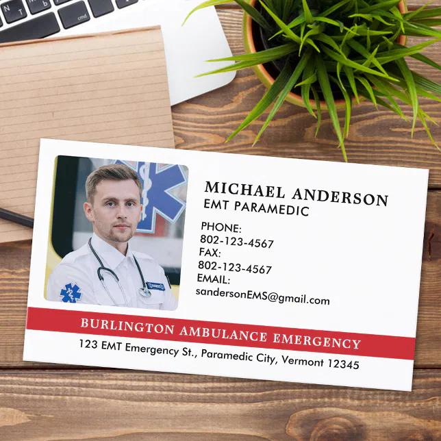 Custom Paramedic EMS EMT Emergency Medical Photo Business Card | Zazzle