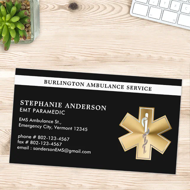 Custom Paramedic EMT EMS Emergency Medical Logo Business Card | Zazzle