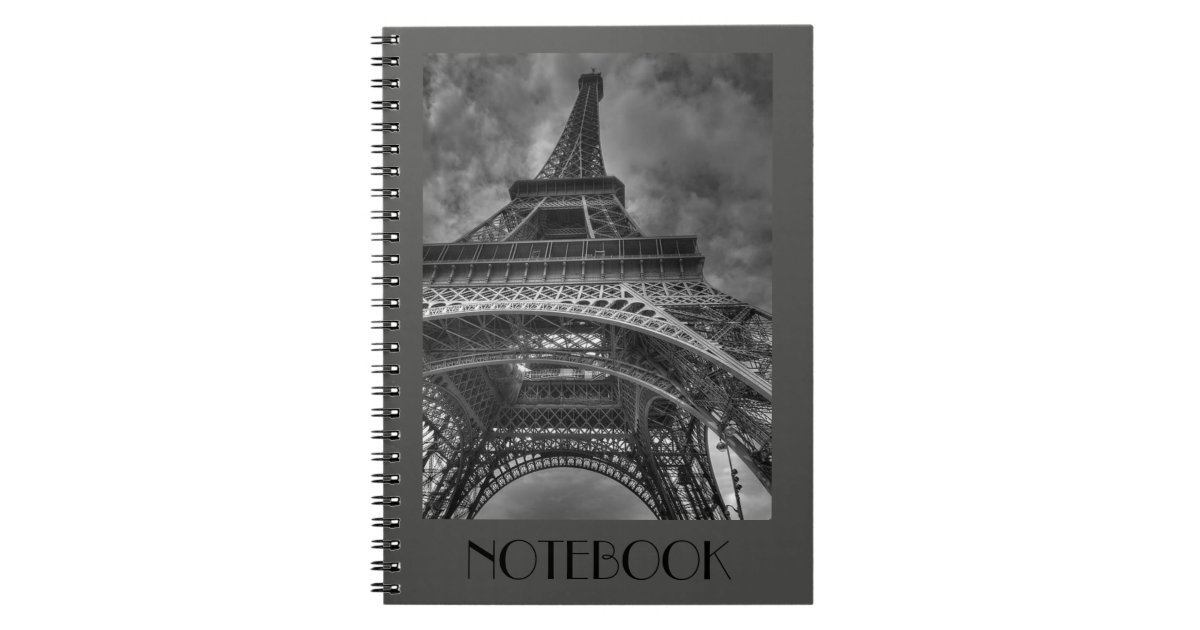 Custom Paris France Eiffel Tower Gray Notebook | Zazzle