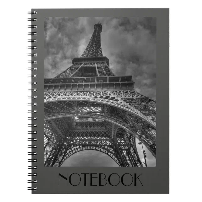 Custom Paris France Eiffel Tower Gray Notebook | Zazzle