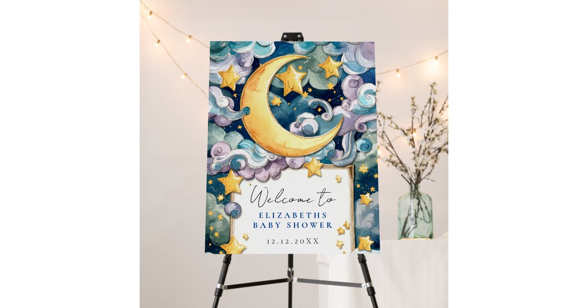 Custom Pastel Celestial Baby Shower Welcome Sign | Zazzle