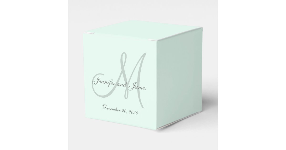 Custom Pastel Mint Colored Monogram Favor Box | Zazzle