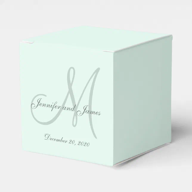 Custom Pastel Mint Colored Monogram Favor Box | Zazzle