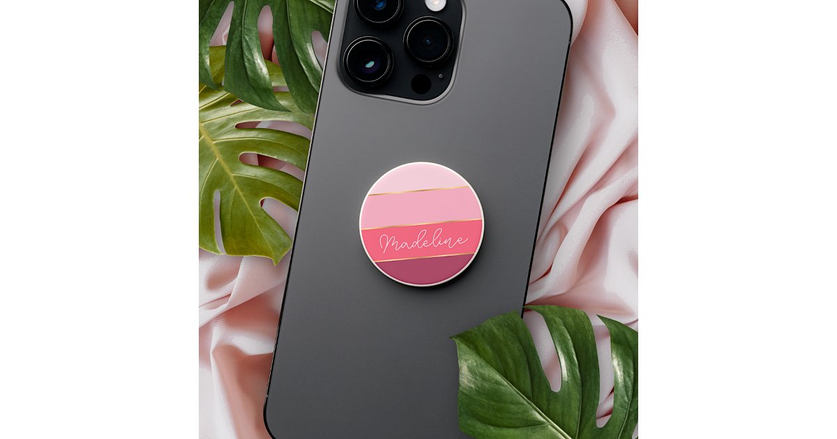 Custom Pastel Rose Blush Pink Stripes Pattern PopSocket | Zazzle
