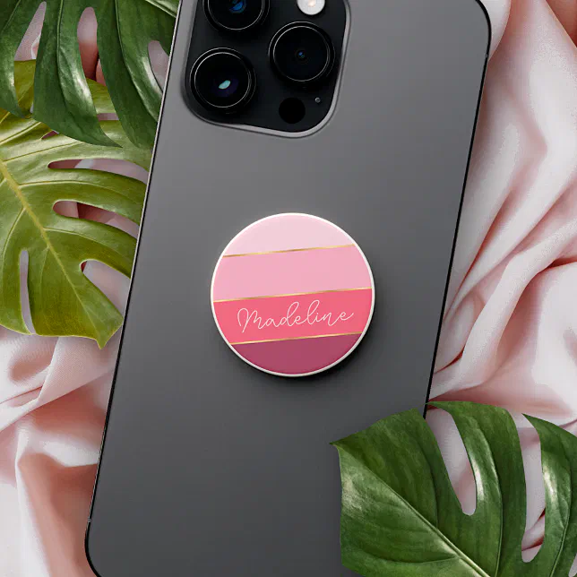 Custom Pastel Rose Blush Pink Stripes Pattern PopSocket | Zazzle