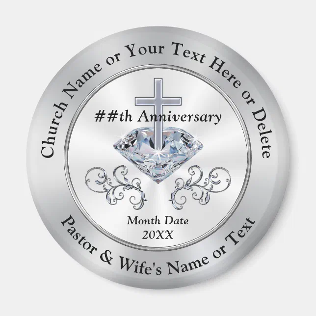 Custom Pastor or Church Anniversary Party Favors Magnet | Zazzle