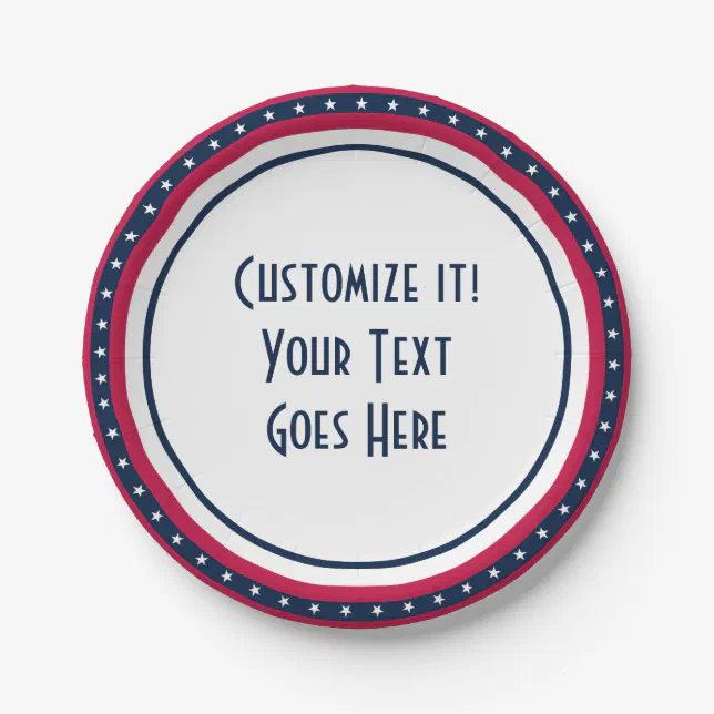 Custom Patriot Stars Red White Blue Paper Plate | Zazzle
