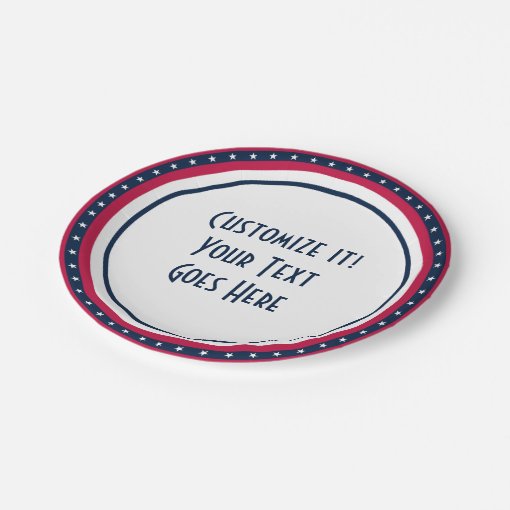 Custom Patriot Stars Red White Blue Paper Plate | Zazzle