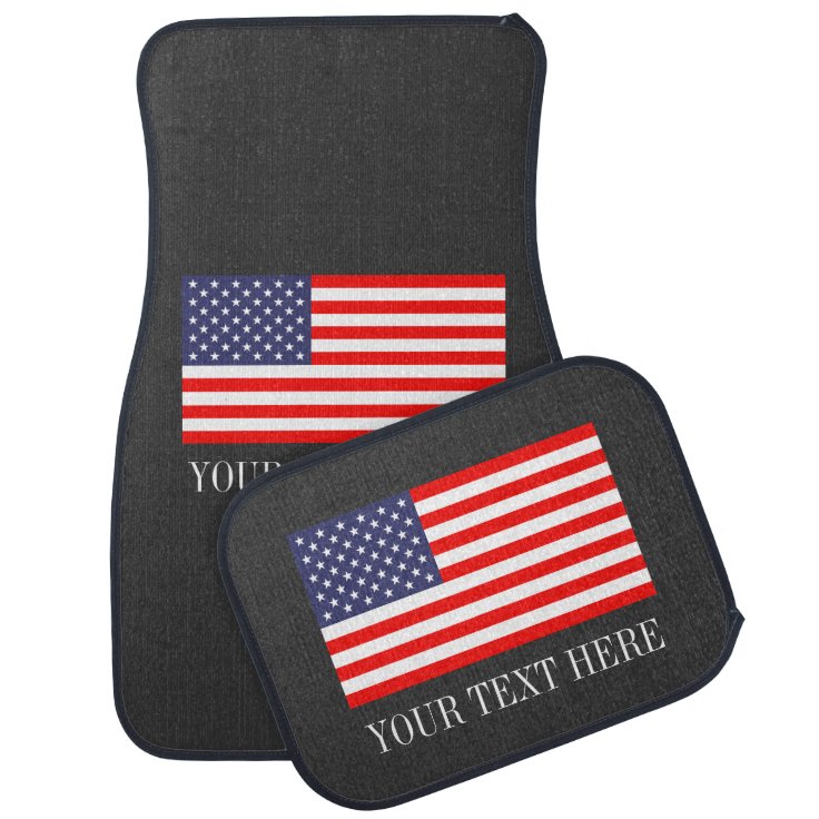 Custom patriotic American flag car mat set | Zazzle